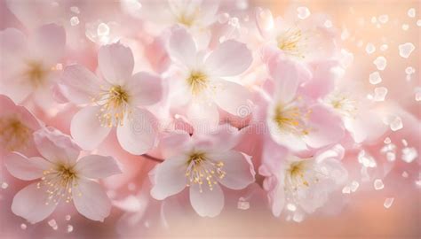 Pink Sakura Flowers Background Soft Pastel Floral Pattern Delicate