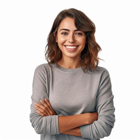 Premium Ai Image A Woman With Her Arms Crossed And A Smile That Says