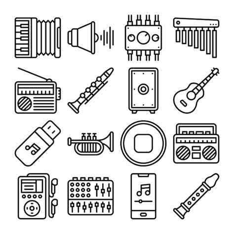 Premium Vector Audio And Music Outline Icon Vector