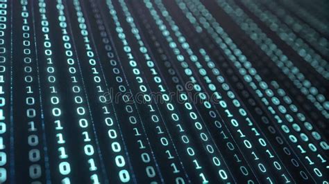Digital Binary Code Streaming In A Futuristic Dark Blue High Tech