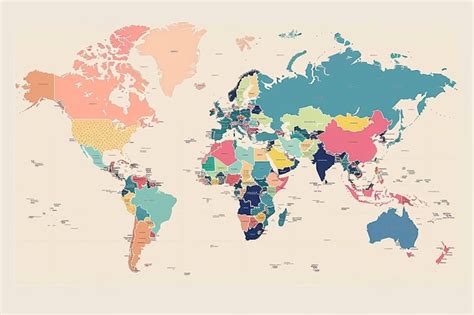 simple flat design world map pastel premium ai generated vector