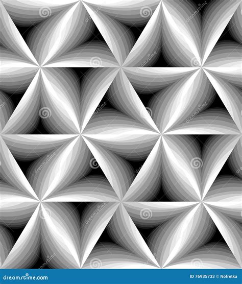 Seamless Monochrome Curved Triangle Pattern Gently Shimmering From Light To Dark Visual Volume