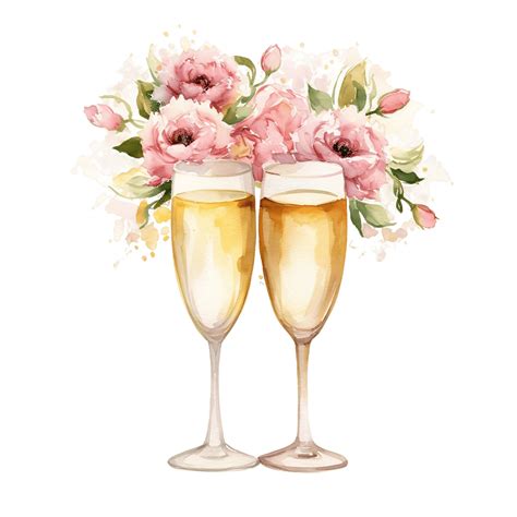 Watercolor Wedding Champagne Glasses Clipart 10  Wedding Clipart