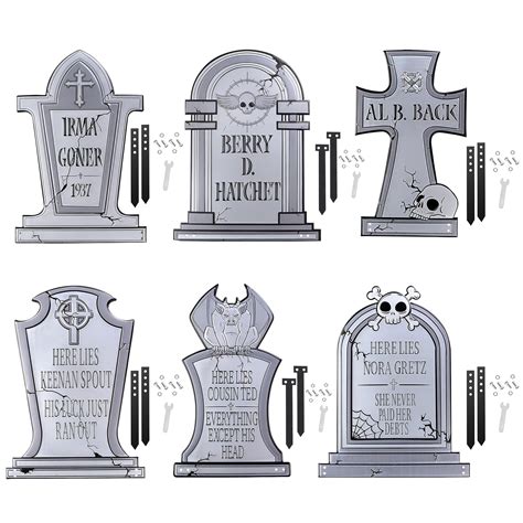 3 D Metal Halloween Ghost Cemetery 17 Tombstones Full Set