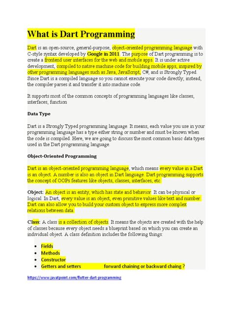 What Is Dart Programming Data Type Pdf