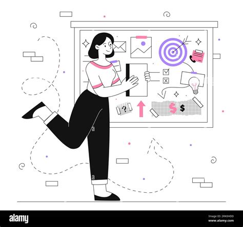 Woman With Visualization Board Vector Line Stock Vector Image And Art Alamy