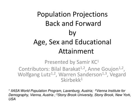 Ppt Population Projections Back And Forward By Age Sex And