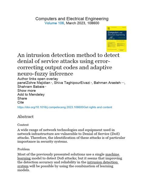 13 an intrusion detection method to detect denial of service attacks