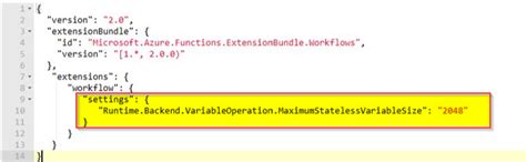 Standard Logic App Setting Runtimebackendvariableoperationmaximumstatelessvariablesize Has No