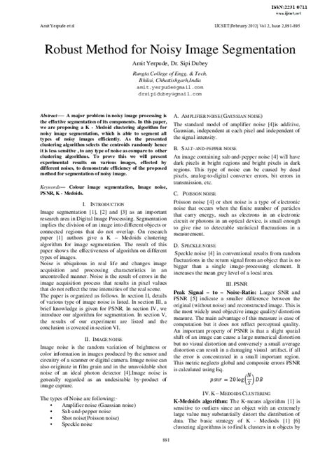 Pdf Robust Method For Noisy Image Segmentation