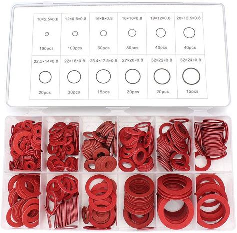 Fiber Washers Assortment 600 Pcs Red Steel Paper Fiber Flat Washers