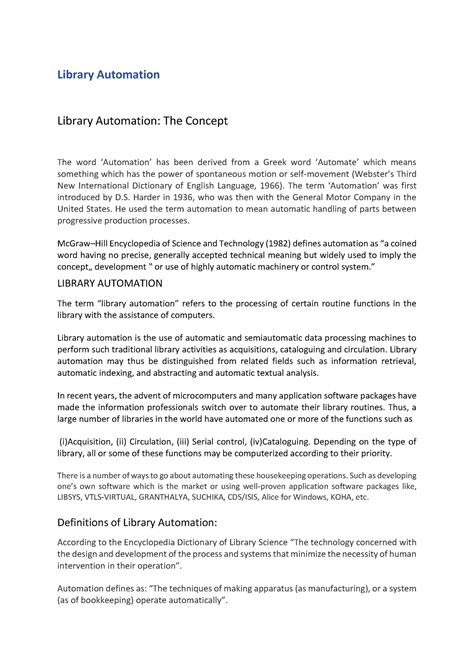Library Automation In Library And Information Science Library Automation Library Automation