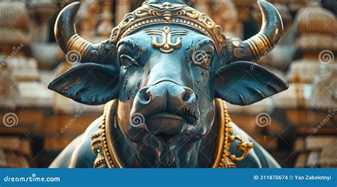 Symbolic Image of Nandi Sacred Bull of Hindu God Shiva Standing Strong. Concept Hindu Deities ...