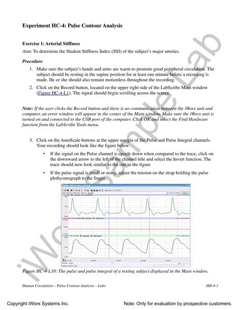 Experiment Hc 4 Pulse Contour Analysis Iworx