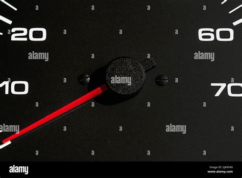 Black Car Speedometerdashboardred Arrow Of Odometertachometerclose