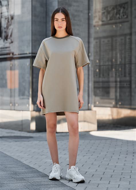 Жіноча сукня Staff Ro Olive оливкового кольору брендова літня подовжена з рукавами однотонна ціна