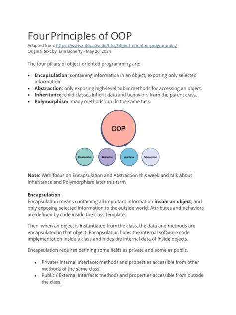 Four Principles Of Object Oriented Programming Pdf Class Computer