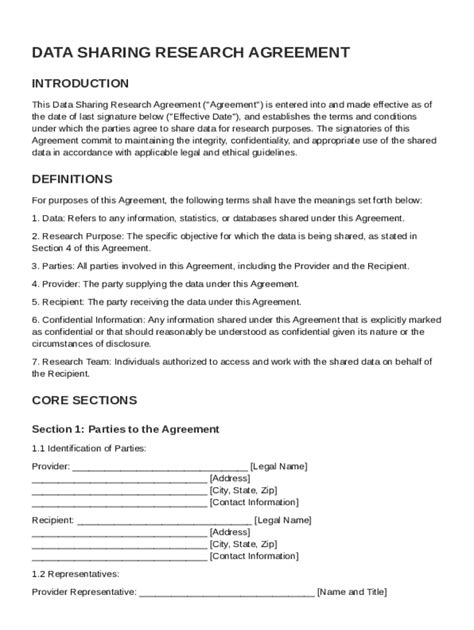 Data Sharing Research Agreement Template Form Fill Out And Sign Printable Pdf Template