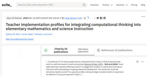 Teacher Implementation Profiles For Integrating Computational Thinking