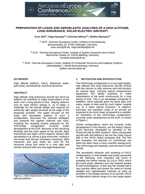 Hale Solar Aircraft Aeroelastic Analysis Pdf German Aerospace