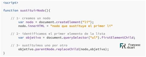Sustituir Un Nodo Por Otro En El Dom Mediante Javascript Francesc Ricart