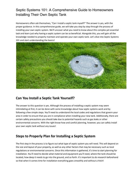 Can I Install A Septic Tank Myself Septic Tank Servicing
