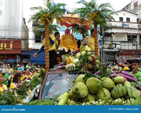 Float Carrying A Buddha Full Of Fruit In The Parade Of A Festival Of