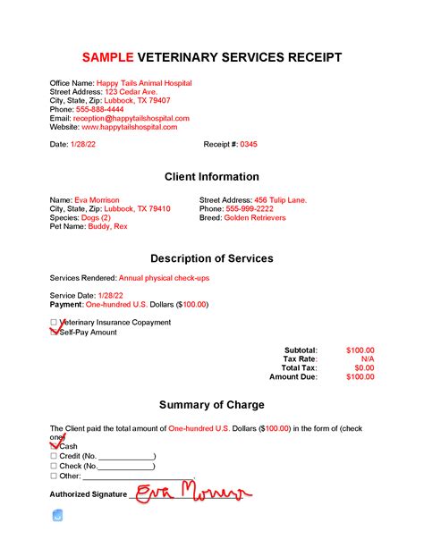 Veterinary Receipt Template Invoice Maker