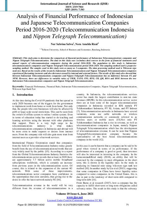 Pdf Analysis Of Financial Performance Of Indonesian And Japanese