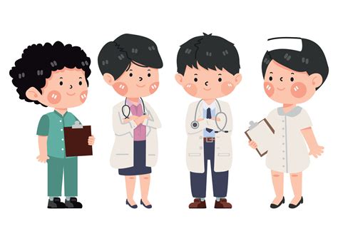 Male And Female Doctors And Nurses Cartoon 24098148 Vector Art At Vecteezy