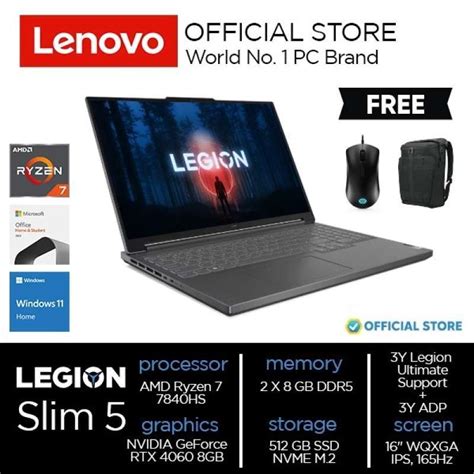 Jual Lenovo Legion Slim 5 16aph8 Ryzen 7 7840hs 16gb 512gb Rtx 4060 8gb W11 Di Seller Flixx Id