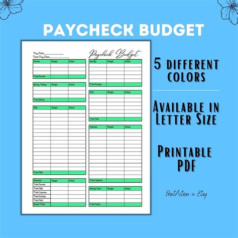 Monthly Paycheck Budget Printable Paycheck Budget Overview Template