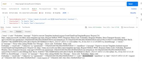 ms graph team create api returns 403 forbidden error without proper
