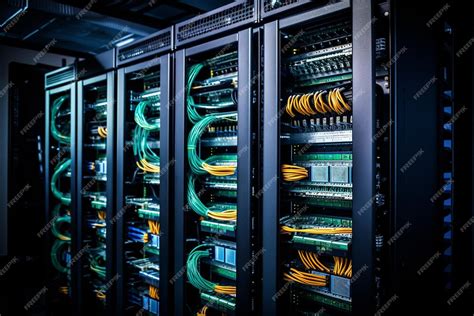 Premium Photo Server Room With Redundant Network Connections For Failover Protection