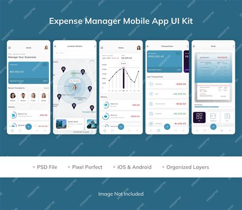 premium psd expense manager mobile app ui kit