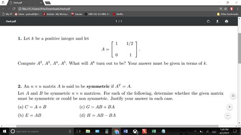 Solved Let K Be A Positive Integer And Let A [1 0 1 2