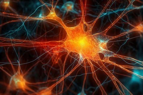 Communication Between Neurons Via Synapses The Neurons Are Shown As Vibrant Colorful Cells With