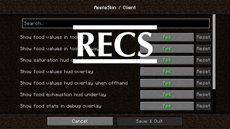 Roughly Enough Config Screens Recs Minecraft Mod