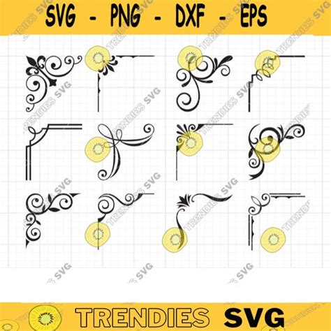 Corner Frame Svg Dxf Decorative Flourish Corner Frame Svg Dxf Clip Art