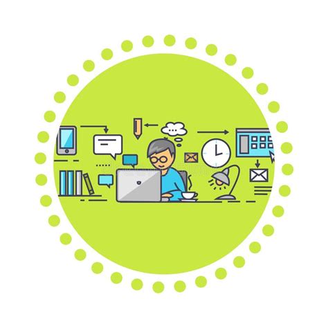 Icon Flat Style Design Work On Project Stock Vector Illustration Of Progress Flat 60446051