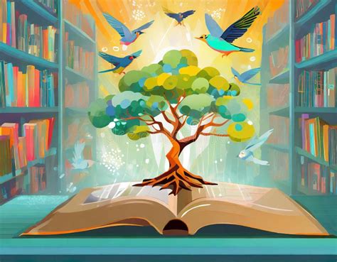 The Concept Of Education By Planting Knowledge Trees And Birds Flying To The Future To Open
