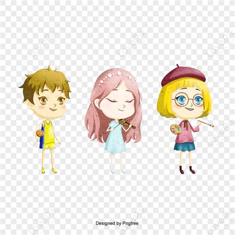 귀여운 자식 만화 일러스트 다른 역할 유치원사랑컬러 Png 일러스트 무료 다운로드 Lovepik