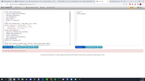 C170 Sqlfiddle Table Doesnt Exist Any Idea What Im Doing Wrong Im