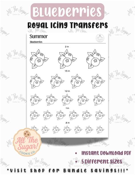 Blueberries Royal Icing Transfer Etsy