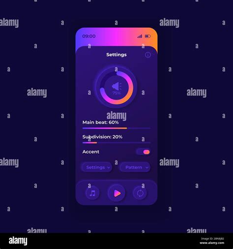 Metronome Parameters Smartphone Interface Vector Template Mobile App