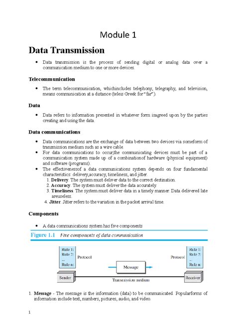 Module 1 Module 1 Data Transmission Data Transmission Is The Process Of Sending Digital Or