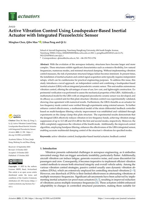Pdf Active Vibration Control Using Loudspeaker Based Inertial