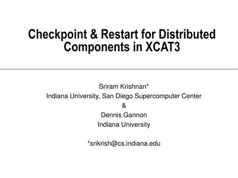 ppt checkpoint and restart for distributed components in xcat3