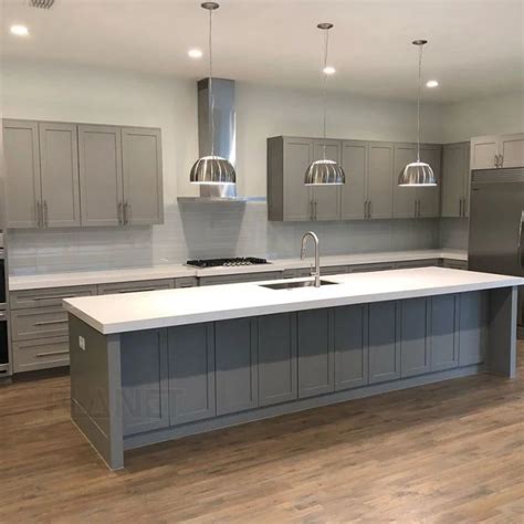 Modern High Class Grey Solid Wood Classical Design Kitchen Cabinet