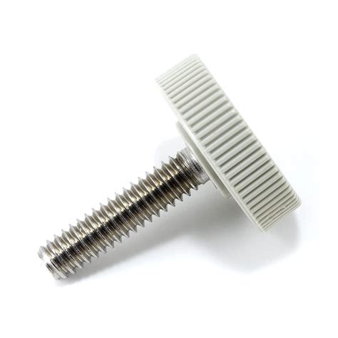 1 4 20 X 1 Thumb Screw Stainless Steel Gray Knurled Round Plastic